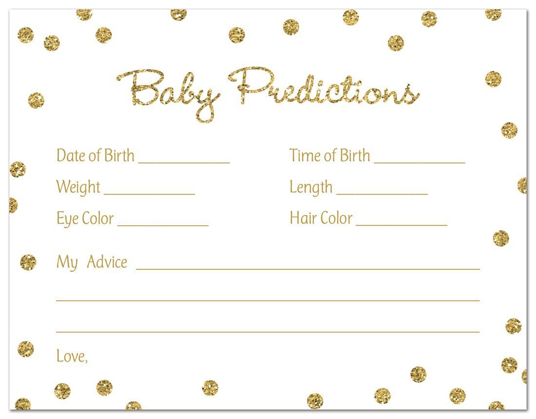 MyExpression.com 48 Cnt Gold Glitter Graphic Dots Baby Prediction Cards - White