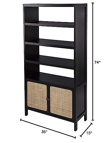 SEI Furniture Carondale Bookshelf, Standard, Black, Gold, Natural