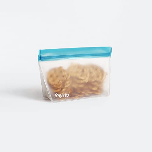 rezip 3-Piece Stand-Up Reusable Bag Bundle | BPA-Free, Food Grade, Leakproof, Freezer and Dishwasher Safe | Quart (1), 2-Cup (1), Snack (1) | Aqua