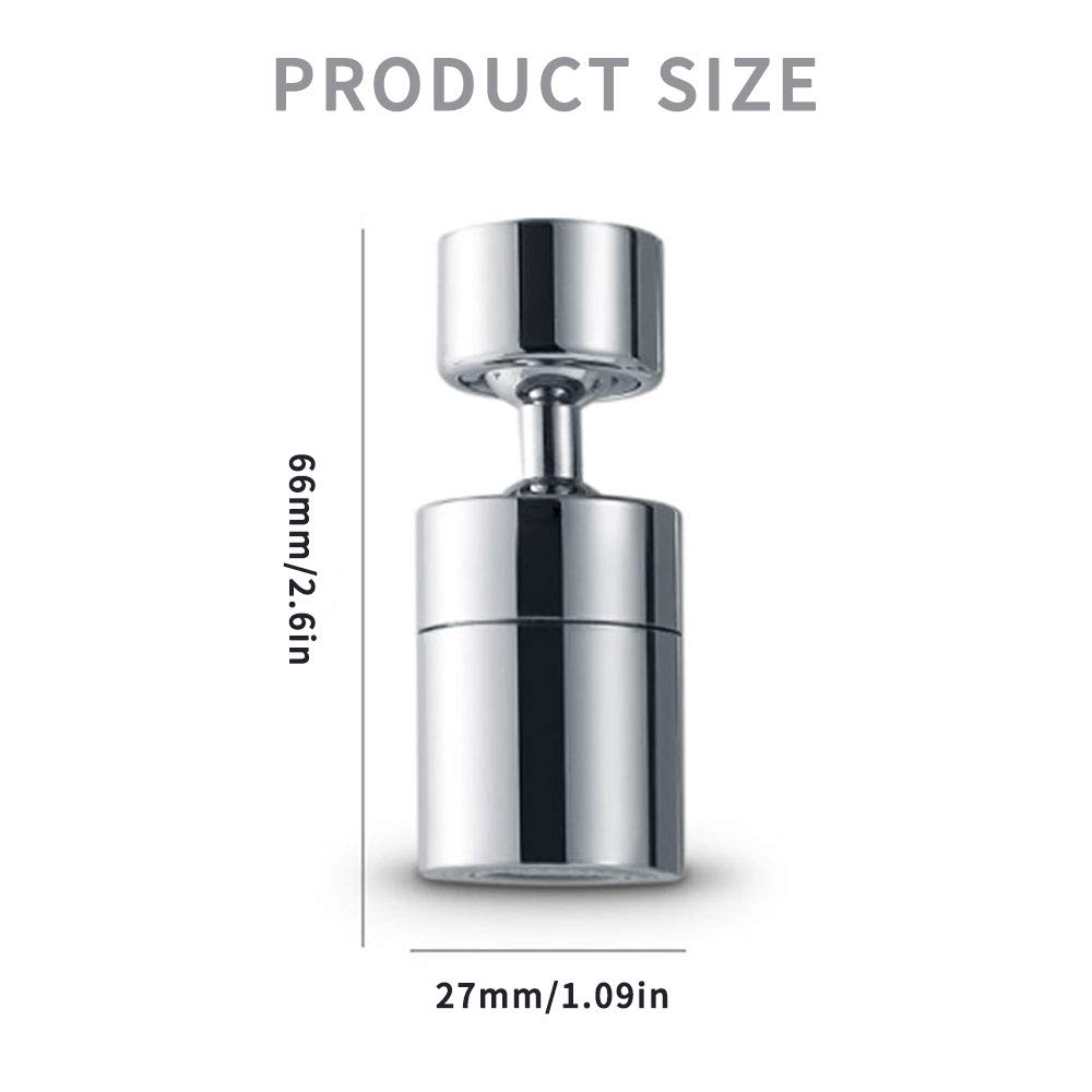 Beymill 2Pcs Faucet Sprayer Attachment Two Brass Ball Kitchen Faucet Head 360 Degrees Rotate Faucet Adapter Aerator (Polished Chrome)