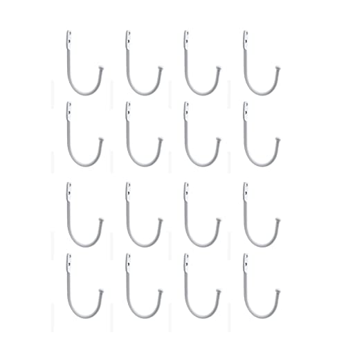 KUMGROT 16pcs Decorative Wall Mounted J Hooks Vintage Classic Iron Hook for Hnaging Towel Coats Bags Cloths Hat White 3.1×2×1.6in