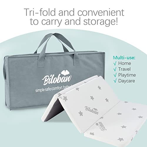 Trifold Pack and Play Mattress Topper 38" x 26", Waterproof Breathable Soft Portable Foldable Playard Mattress Pad, Baby Portable Foam Playpen Mattresses with Removable Zippered Cover White
