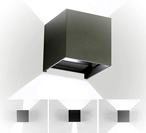 Wrasse LED Aluminum Outdoor Wall Sconces 12W Modern Wall proch housing Lighting 110v Exterior Black 6500k Garage Corridor Lights Wall Mounted Lamp Porch Patio Light 2PCS (Matte Black 6500k)