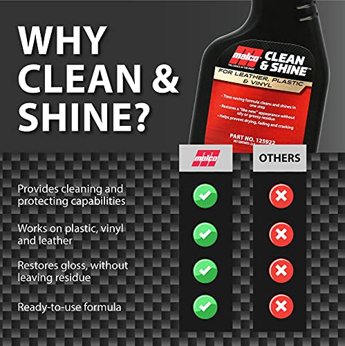 Malco Clean & Shine Interior Car Cleaner and Dressing β Restore Leather, Plastic and Vinyl Surfaces in Your Vehicle/Clean, Condition and Protect in 1 Simple Step / 22 oz. (125922)