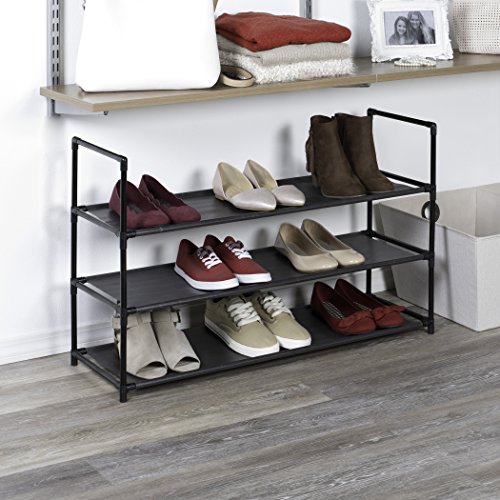 Richards Homewares Fabric Freestanding Shoe Rack, 3-Tier, Black