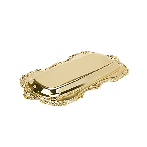 KUMGROT Fancy Serving Tray Tea Coffee Serving Tray Vintage Jewelry Organizer Elegant Dessert Platter Candy Table Supplies for Birthday Party Wedding Gold