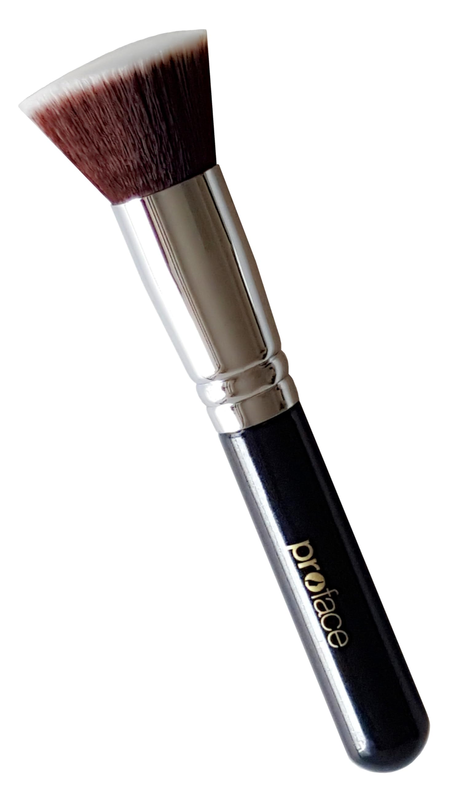 Mypreface Synthetic Blush and Bronzer Brush - Angled Kabuki Makeup Brush: Premium Foundation Brush Perfect for Face Contouring and Highlighting with Creams and Powders (Black)