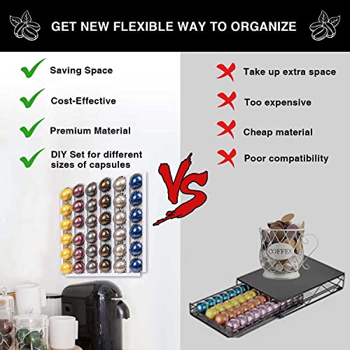 Nespresso Pods Holder for Coffee Pod Holder, k-Cup Organizer Storage on Coffee Bar Accessories And Organizer Wall Mount Under Cabinet Coffee Maker