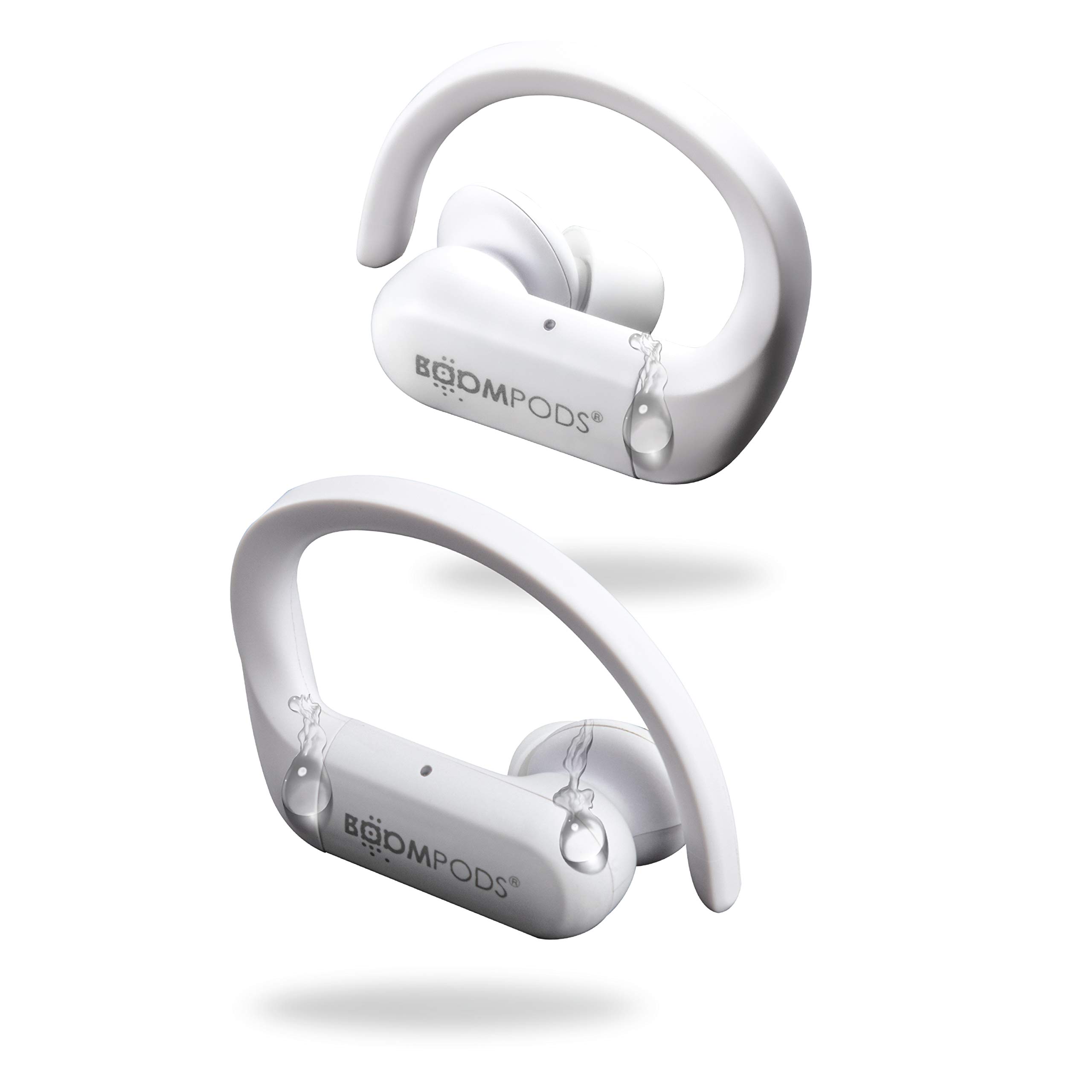 BoomPods Sportpods TWS in-Ear Bluetooth Sport Headphones with True Wireless Stereo Connection & Finger Touch Control, Powerful Bass, Sweatproof - Ergonomic Ear Tip Workout Earbuds (White)