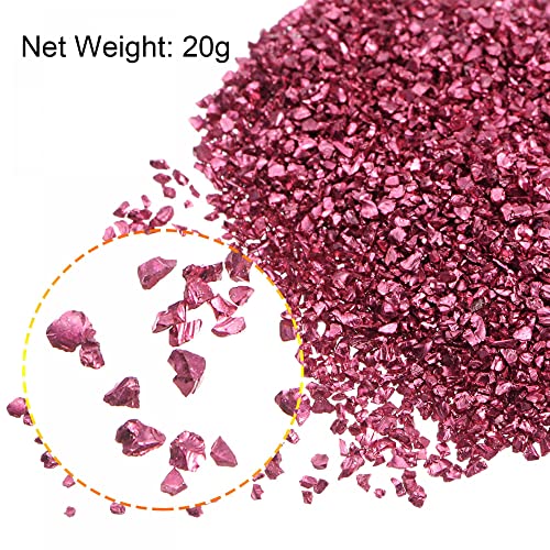 uxcell 20g Crushed Glass Chips, 1-3mm Irregular Metallic Glitter Glass for Craft DIY Jewelry Vase Filler Epoxy Resin Decoration Red