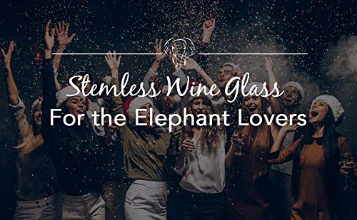 C & M Personal Gifts Elephant Stemless Wine Glass 17 Ounces, Laser Engraved, Crystal, Lead-free