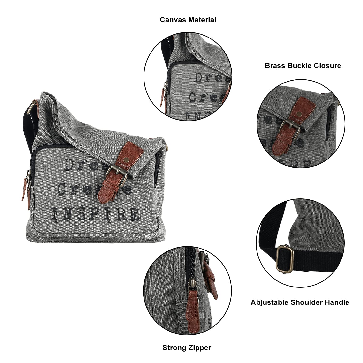Mona B Dream Create Inspire Upcycled Canvas and Genuine Leather Trims Crossbody
