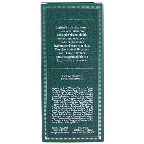 Pre de Provence Shea Butter Enriched Men's After Shave Balm, 2.5 Ounce - Bergamot & Thyme (Packaging may vary)