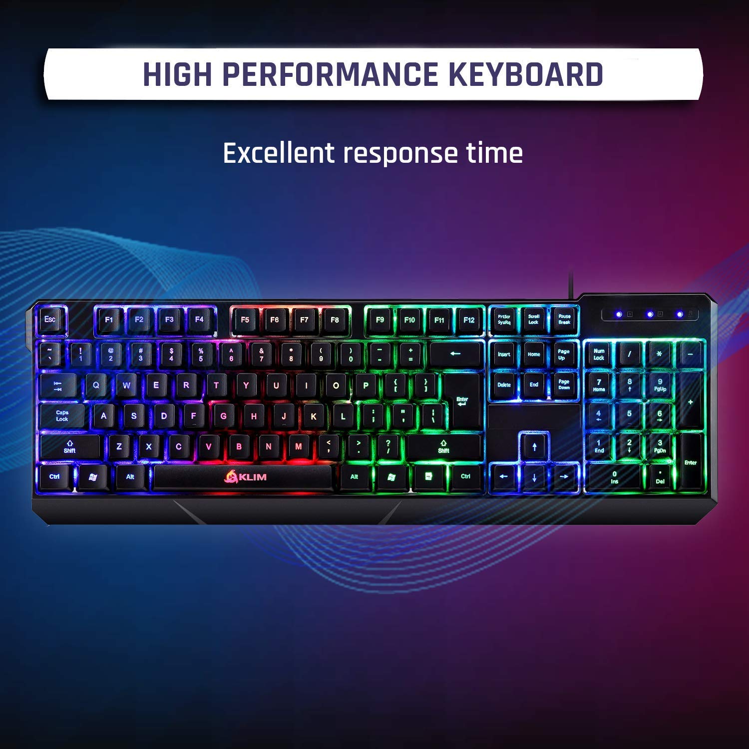 Klim Chroma Gaming Keyboard Wired USB + 2 ms Response Time + Backlit Keyboard for PC & MAC (Renewed)