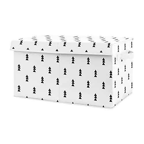 Sweet Jojo Designs Black and White Triangle Boy Small Fabric Toy Bin Storage Box Chest For Baby Nursery or Kids Room - Woodland Forest Tree for Bear Mountain Watercolor Collection