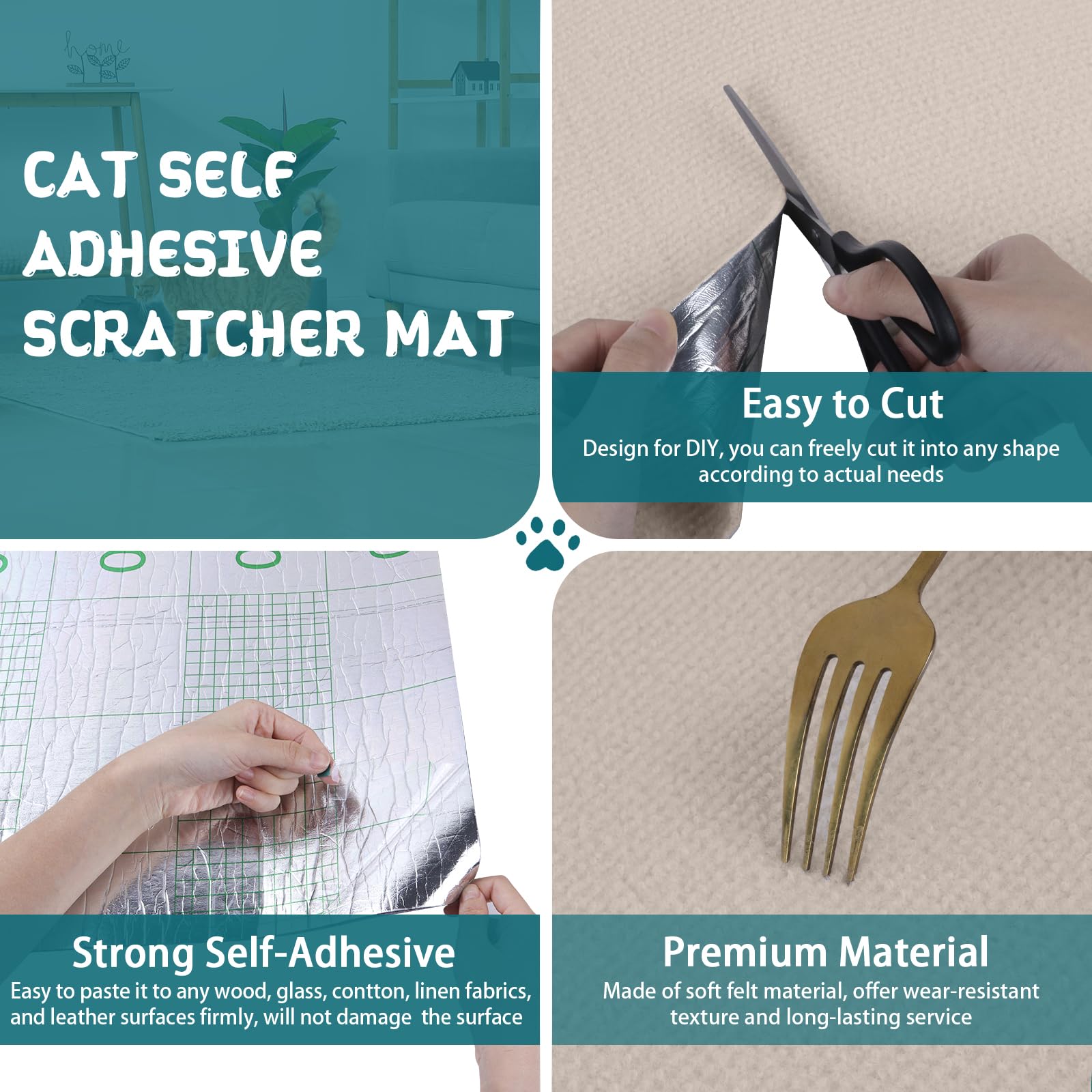 Climbing Cat Scratcher Mat Trimmable Cat Scratching Post Carpet 78.7ββx15.8ββ Self Adhesive Carpet Mat Pad Replacement for Cat Tree Shelves Post Couch Wall Furniture Steps DIY Protector (Cream White)