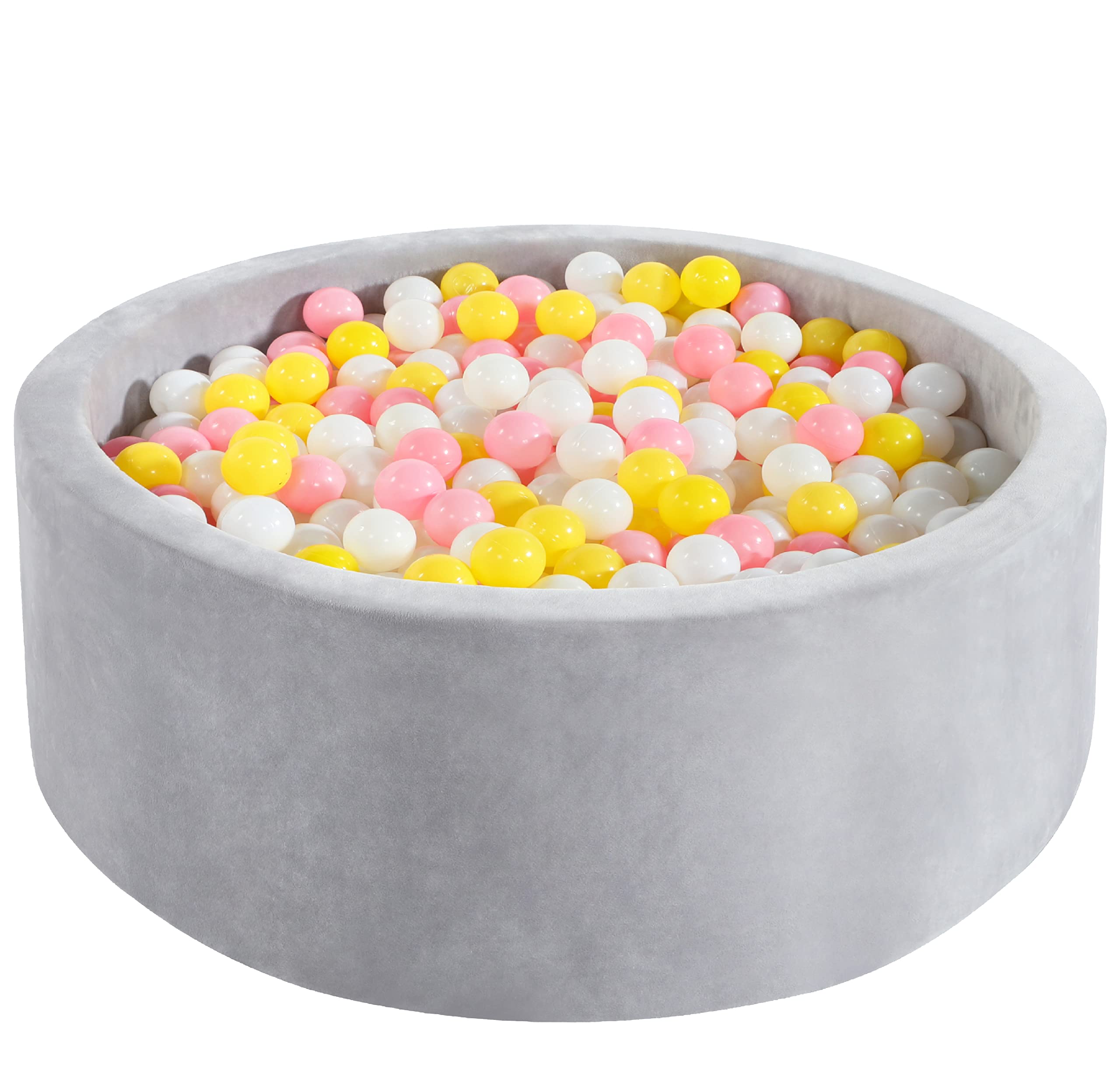Moncoland Round Foam Kids Ball Pit for Toddlers, Large Baby Ball Pit with Soft Sponge Kids Play Tent Ball Pool, Children Gift Idea for Baby Infant Indoor and Outdoor Game (Gray, No Balls)