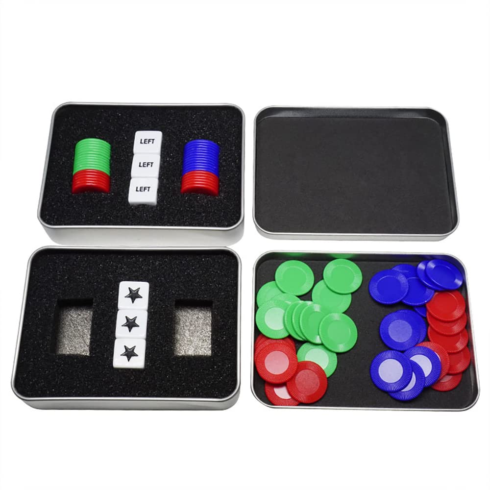 zeyce Left Right Center Dice Game Set with 3 Dices + 36 Chips