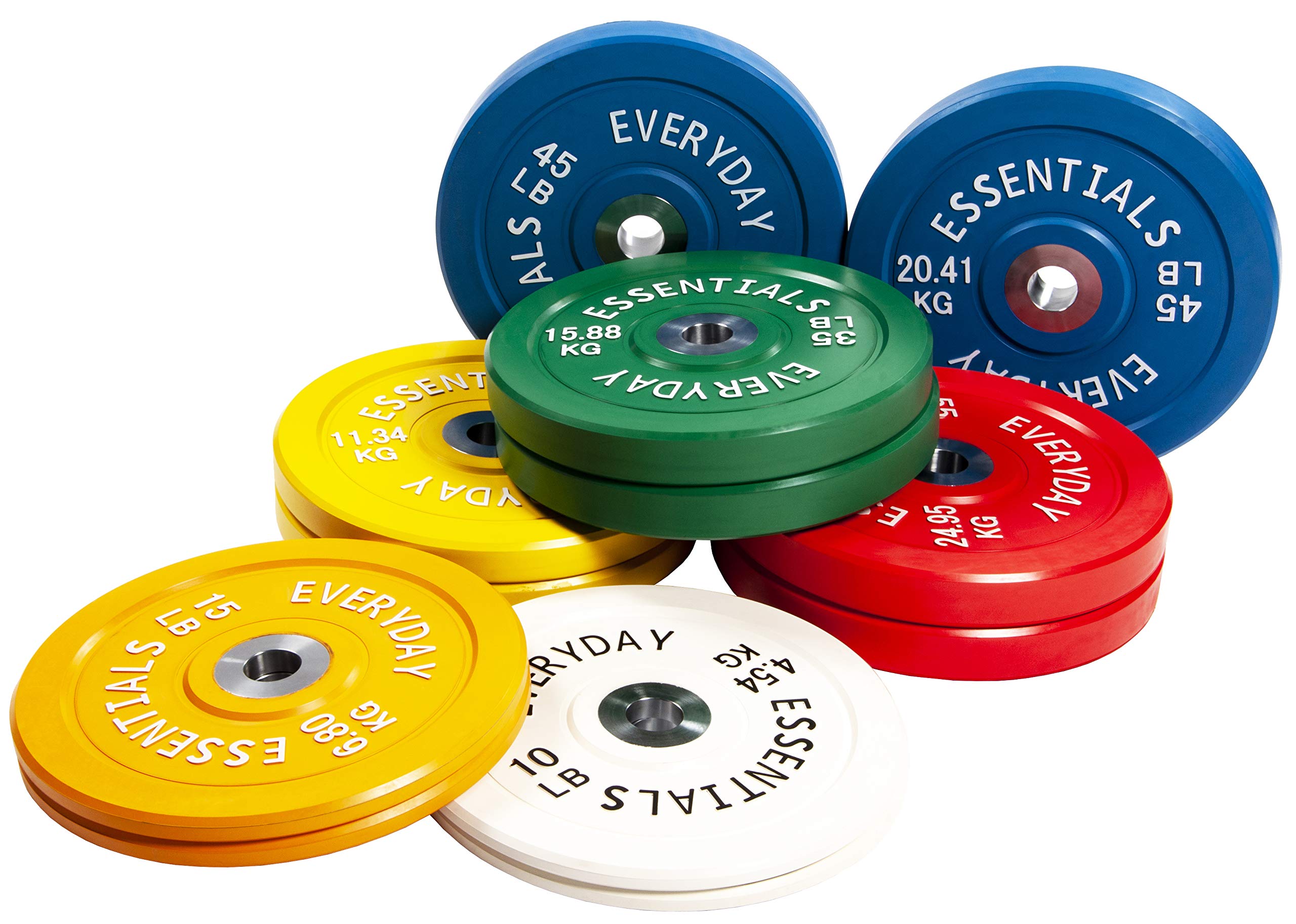 BalanceFrom Color Coded Olympic Bumper Plate Weight Plate with Steel Hub, 10LB Pair
