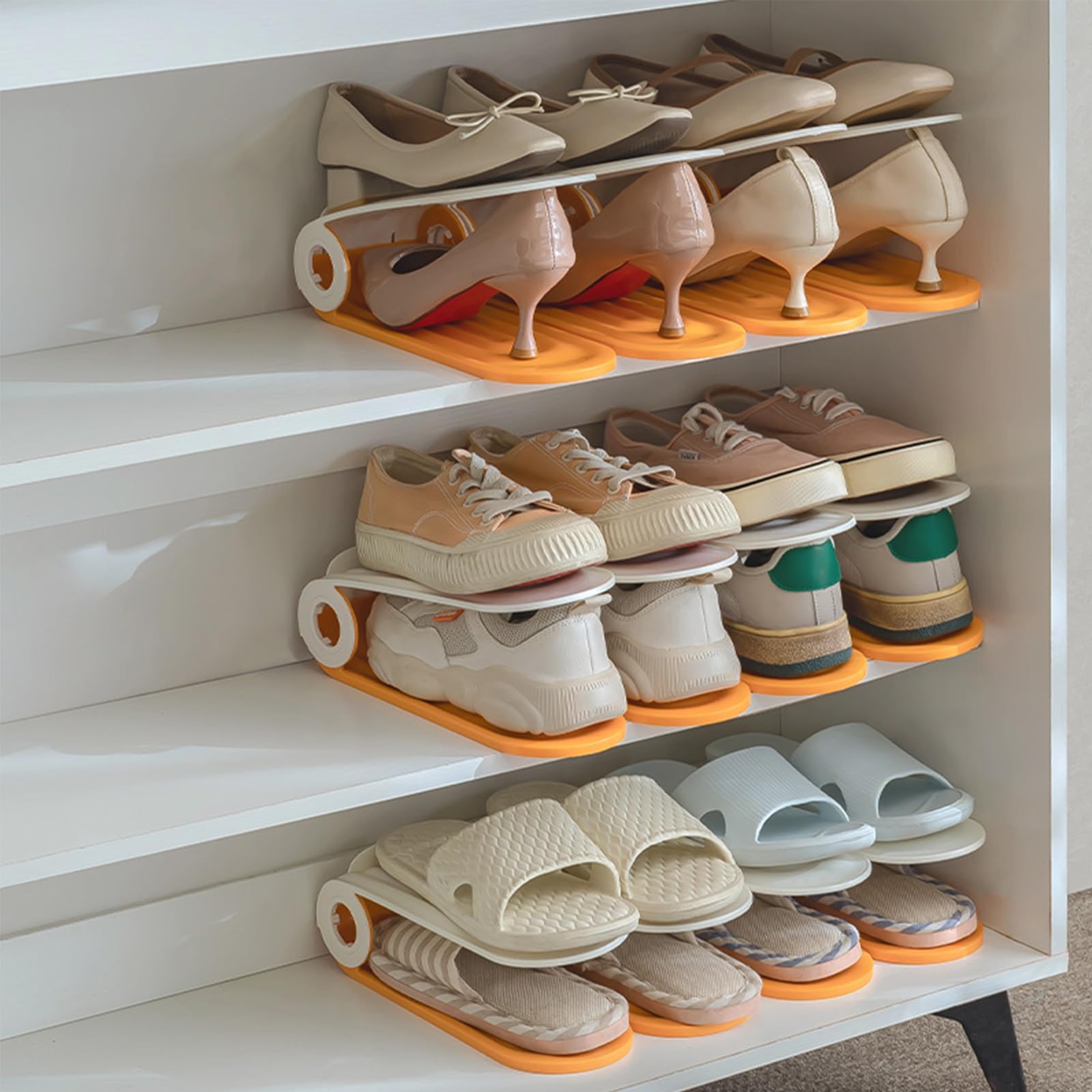 CLIBFENG Shoe Slot Storage Box Adjustable Shoe Rack Save Space Suitable for High Low Heels, Sneakers and Sandals (10 packs)