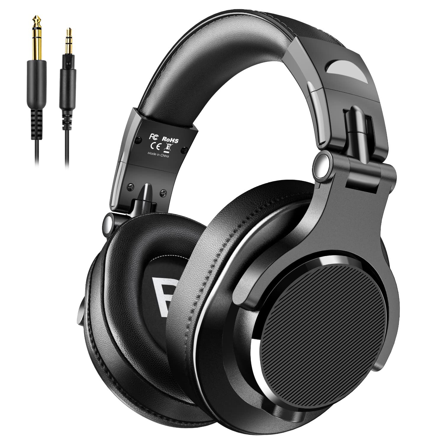 bopmen Over Ear Headphones - Wired Studio Headphones with Shareport, Foldable Headsets with Stereo Bass Sound for Monitoring Recording Keyboard Guitar Amp DJ Cellphone, Black