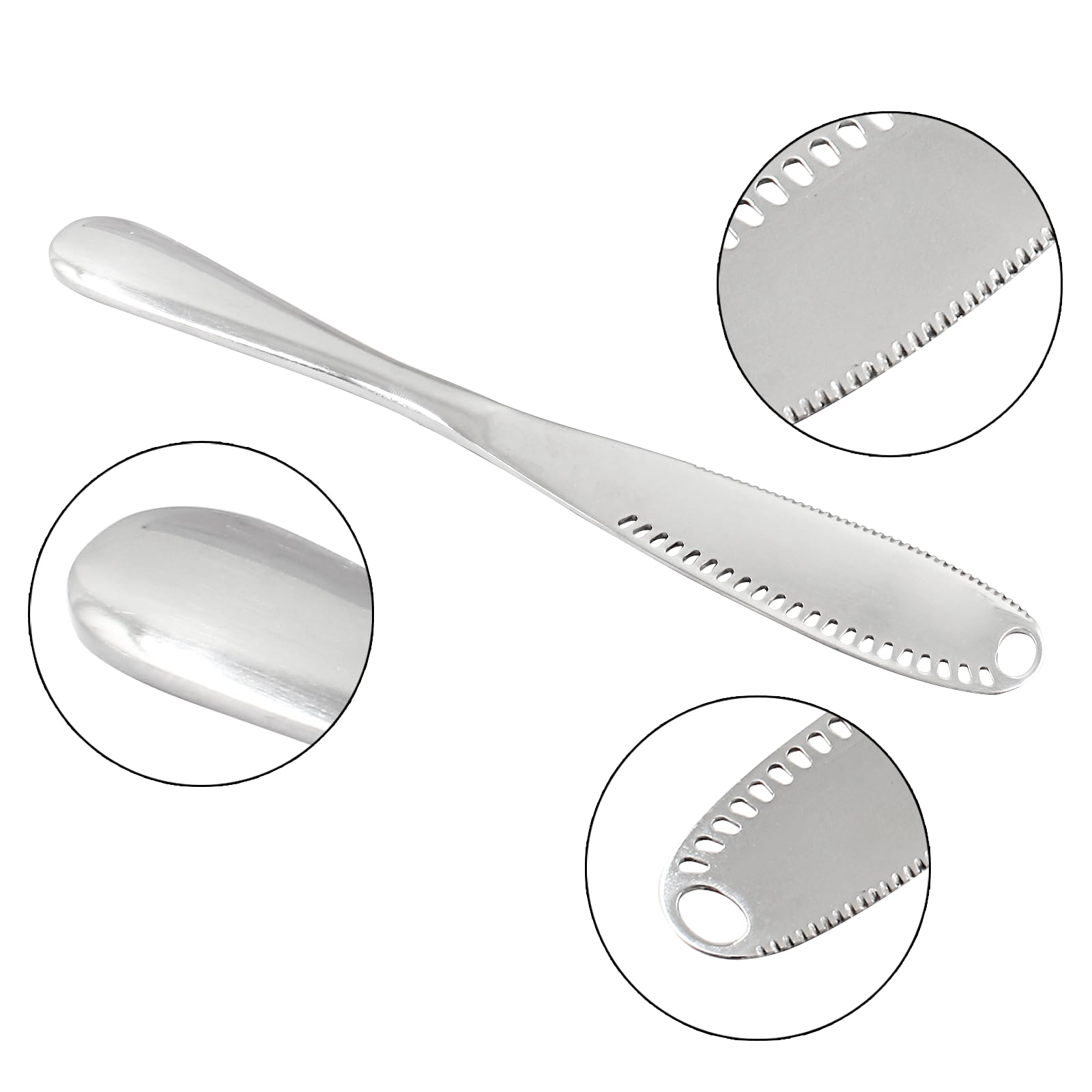 Coufce Butter Spreader Knife 3 in 1 Kitchen Knife Gadget Stainless Steel Butter Knives Cream Cheese Spreader, Slicer and Curler with Serrations