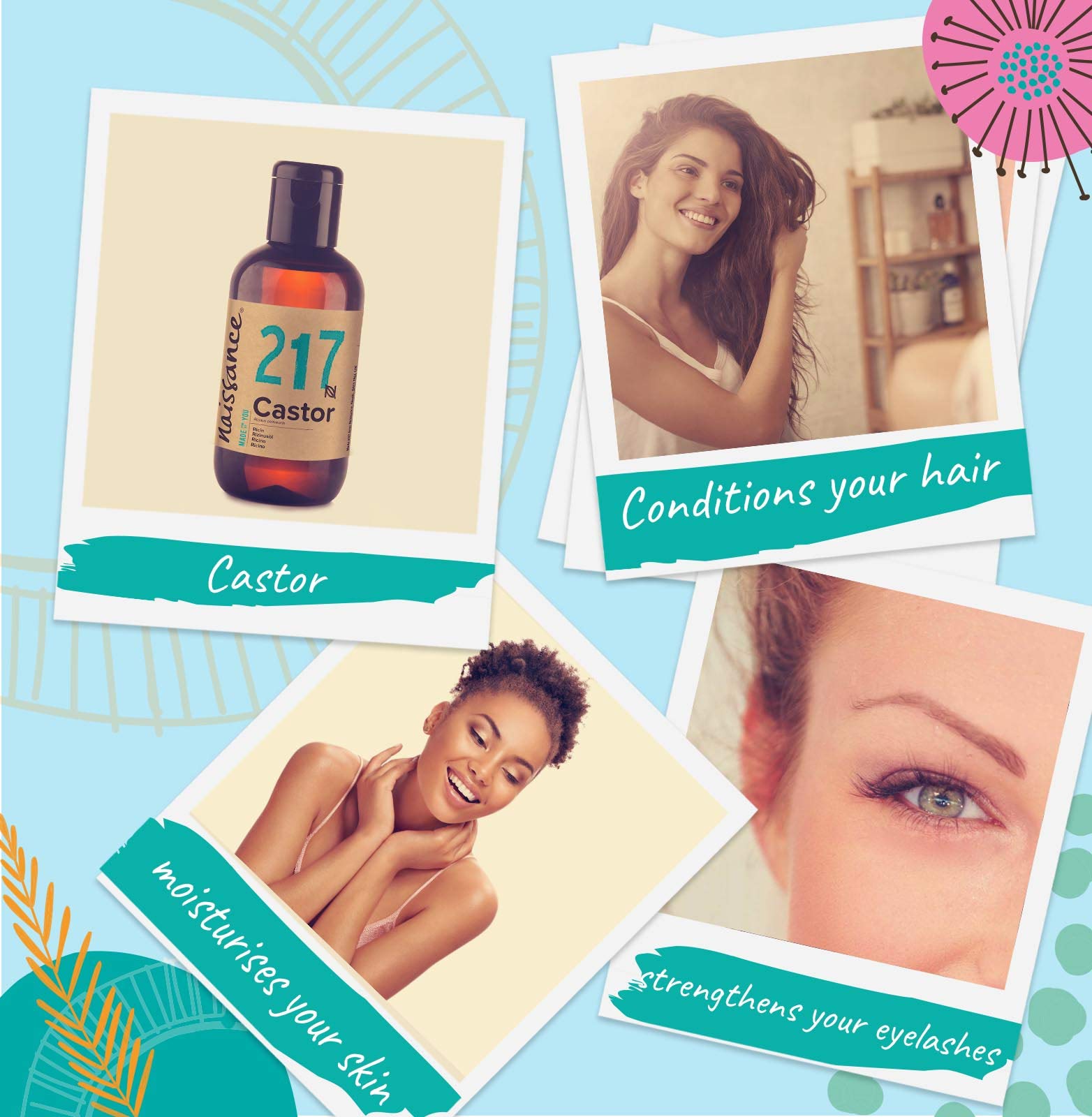 naissance Cold Pressed Castor Oil 4 fl oz - For Hair, Beard, Eyelashes, Eyebrows, Nails and Skin - Pure & Natural, Virgin, Unrefined, Vegan, Hexane-Free, Non GMO, Cruelty Free