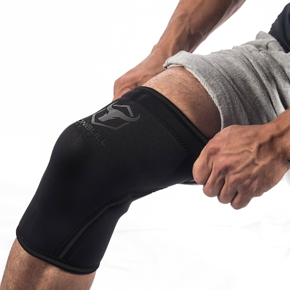 Knee Sleeves 7mm (1 Pair) - High Performance Knee Sleeve Support For Weight Lifting, Cross Training & Powerlifting - Best Knee Wraps & Straps Compression - For Men and Women (Black/Charcoal, Large)