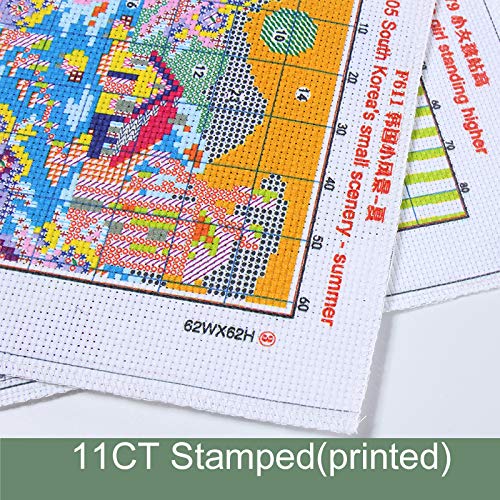 Joy Sunday Cross Stitch Stamped Kits Full Range of Embroidery Starter Kits Beginners 11CT 3 Strands-Abstract Fox 7.5×8(inch)