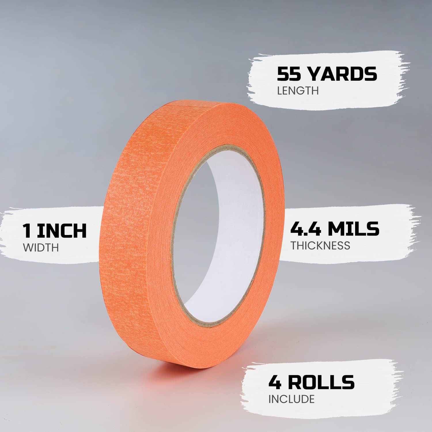 Lichamp 4 Pack Orange Painters Tape 1 inch, Orange Masking Tape 1 inch x 55 Yards x 4 Rolls (220 Total Yards)