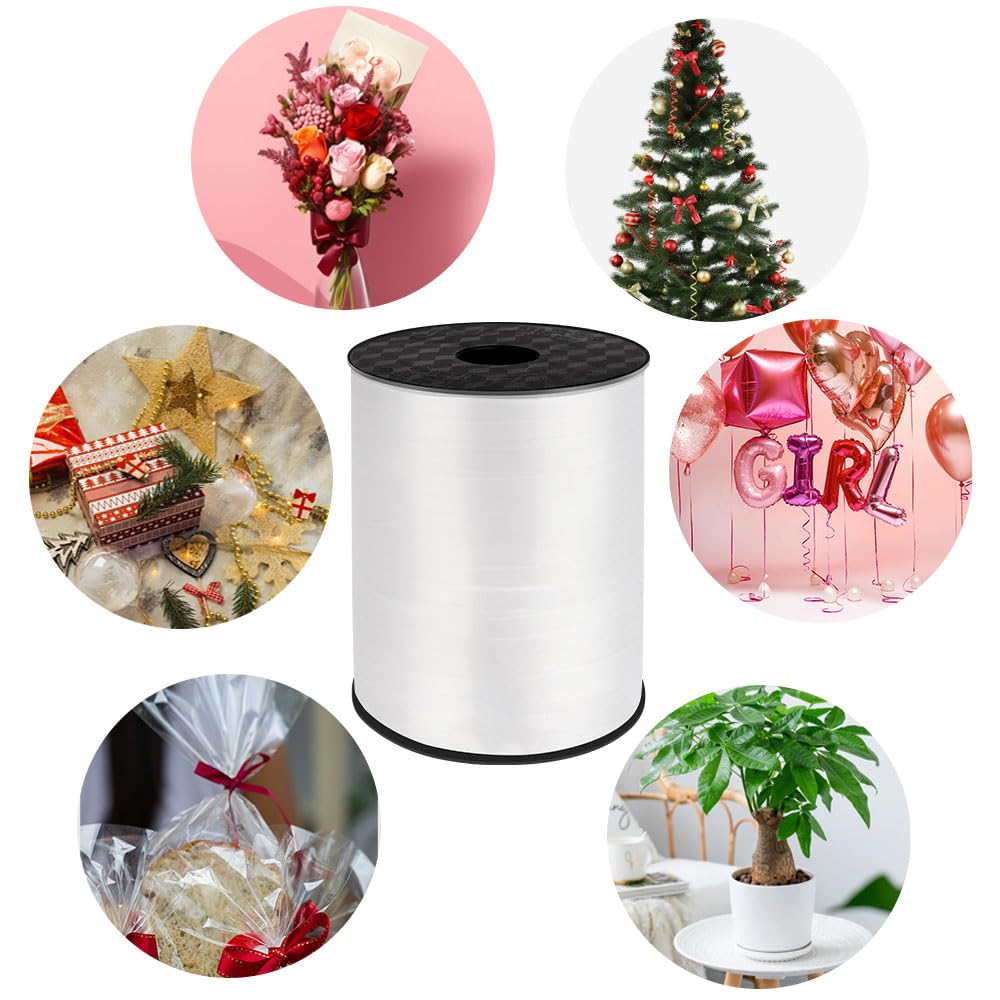 Christmas White Curling Ribbon for Gift Wrapping Ribbon White Ribbon for Gift Wrapping 500 Yards Halloween Balloon String Ribbon Balloon Ribbon String Gift Ribbon Thin Ribbon for Balloons Gift Wrap