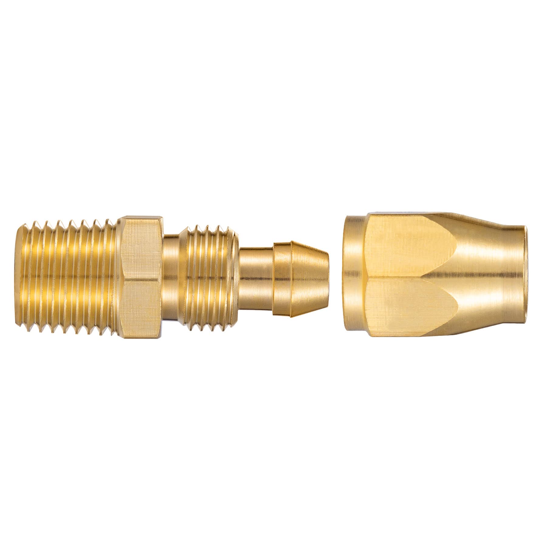 Breezliy Premium Solid Brass 4PCS Reusable Replacement Fitting For 1/4-Inch ID Hose,1/4-Inch NPT Rigid