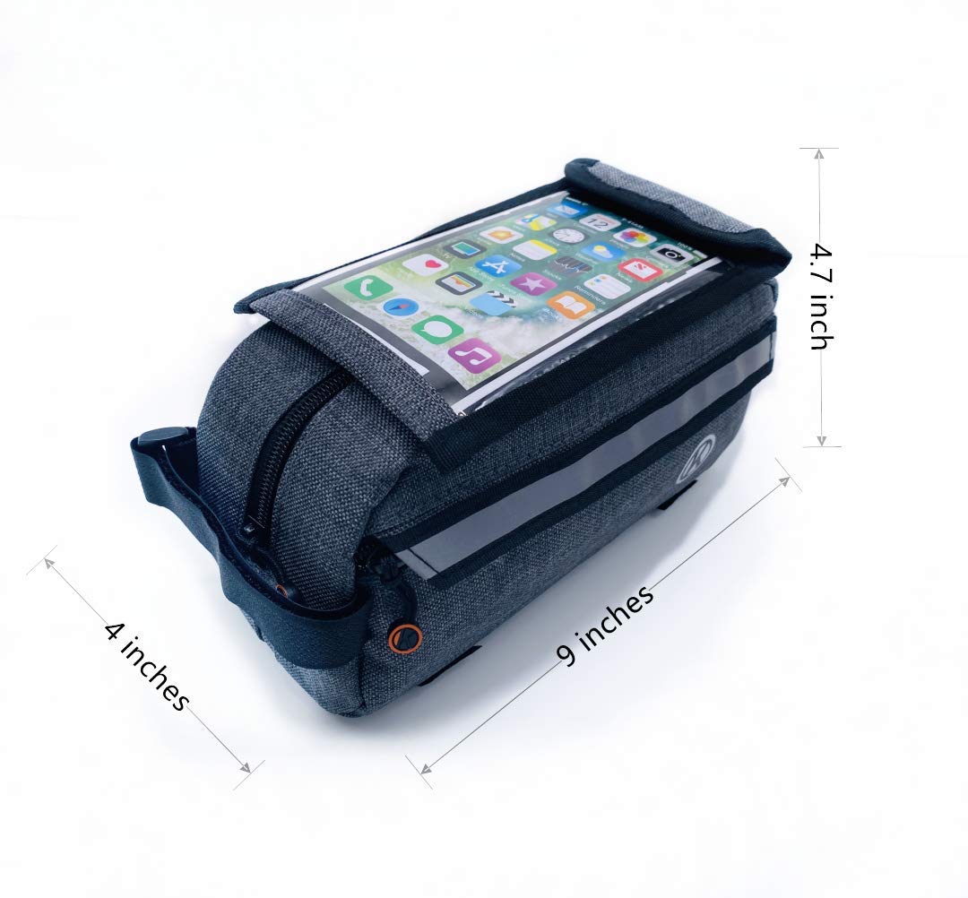 Bike Front Frame Bag for Mountain Bicycle,Bicycle Cell Phone Holder for GPS for Phone,Bicycle Handlebar Touch Screen Bag,Bicycle Large Accessories Bags