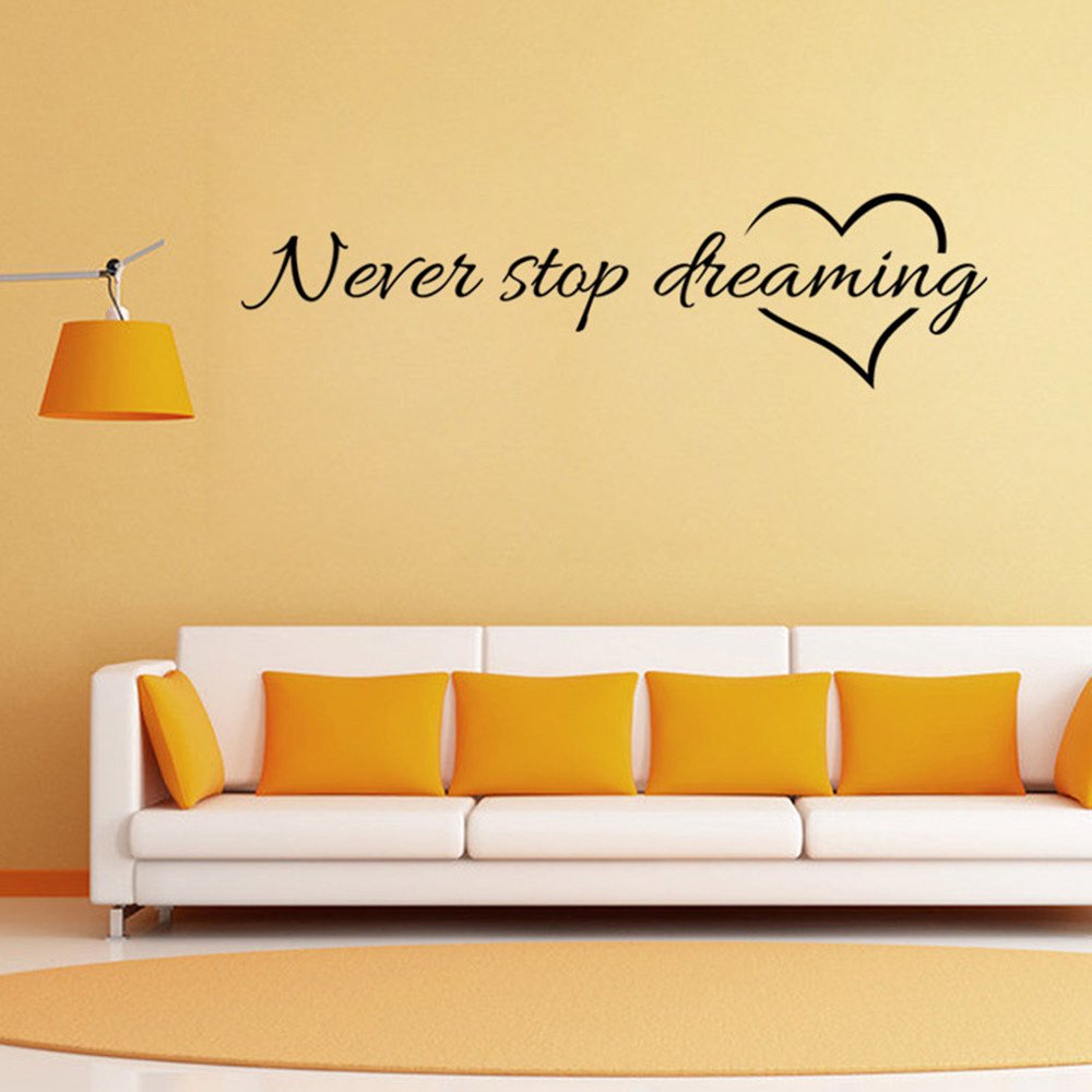 Cute Room Decorations for Girls Wall Art Dreaming Removable Never Vinyl Decor Room Stickers Home Stop Mural Home Decor Bedroom Decals for Wall Boys