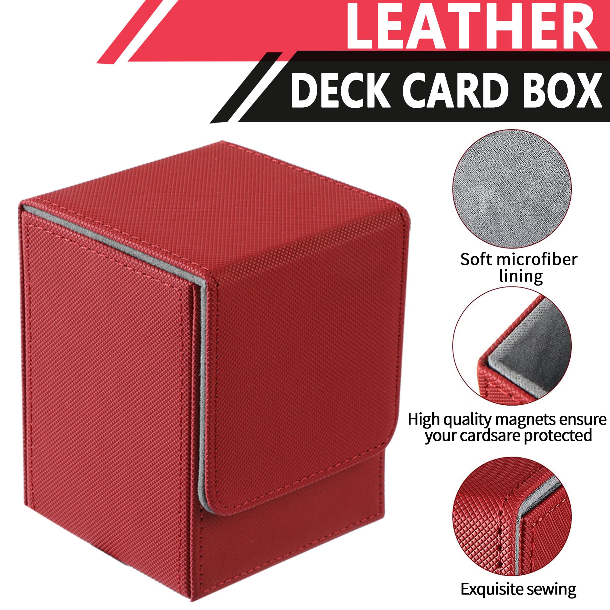 Card Deck Boxes for MTG Commander Decks, Leather Deck Card Case for 100+ Sleeved Card Compatible with Magic The Gathering Deck (Includ 5x Card Deck Box, 10x Card Dividers)