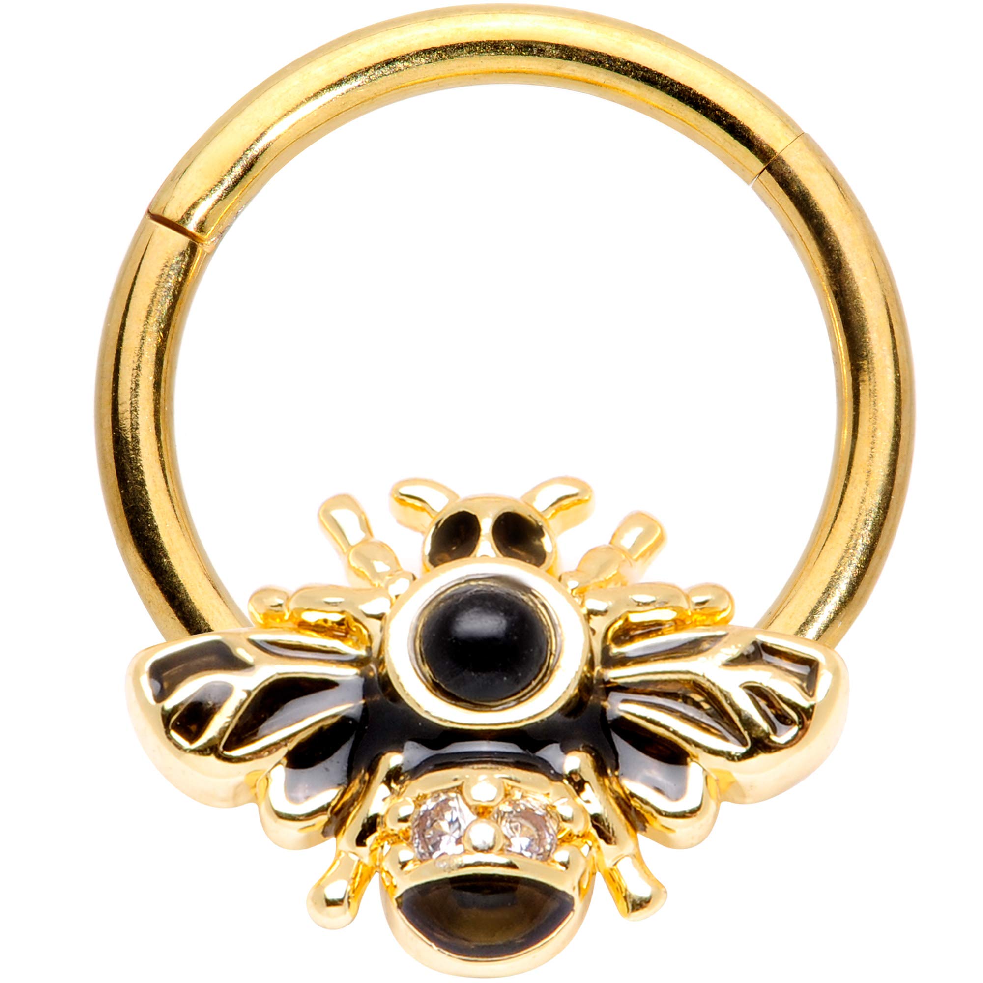 Body Candy 16G PVD Steel Hinged Segment Ring Seamless Cartilage Nipple Ring Insect Bee Nose Hoop 3/8"