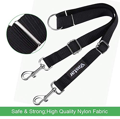 Vastar Double Dog Walker, Adjustable Heavy Duty Double Dog Leash for Pets, No Tangle Two Dogs Training Leash for Dogs up to 110 Pounds, Premium Quality Dog Leash Coupler for 2 Dogs