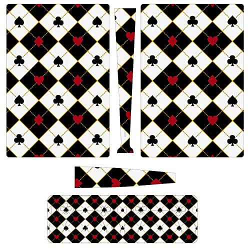 Card Suits White Black Diamond Full Protective Skin Cover Design Wrap Decal Sticker Compatible with PS5 Digital Edition Console and Controller