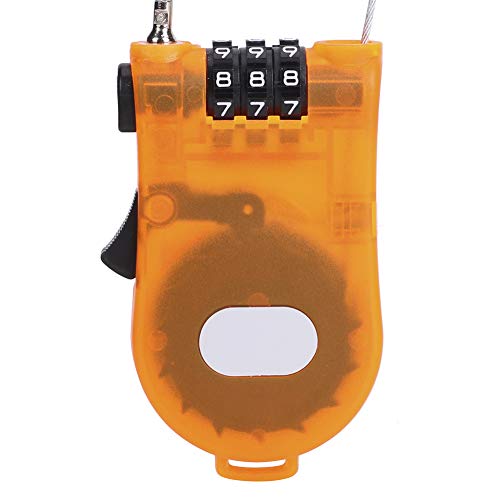 Bike Lock, Cable Luggage Lock, 3 Digit Combination Lock with 1 M Retractable Cable, for Bike, Cabinets Toolboxes