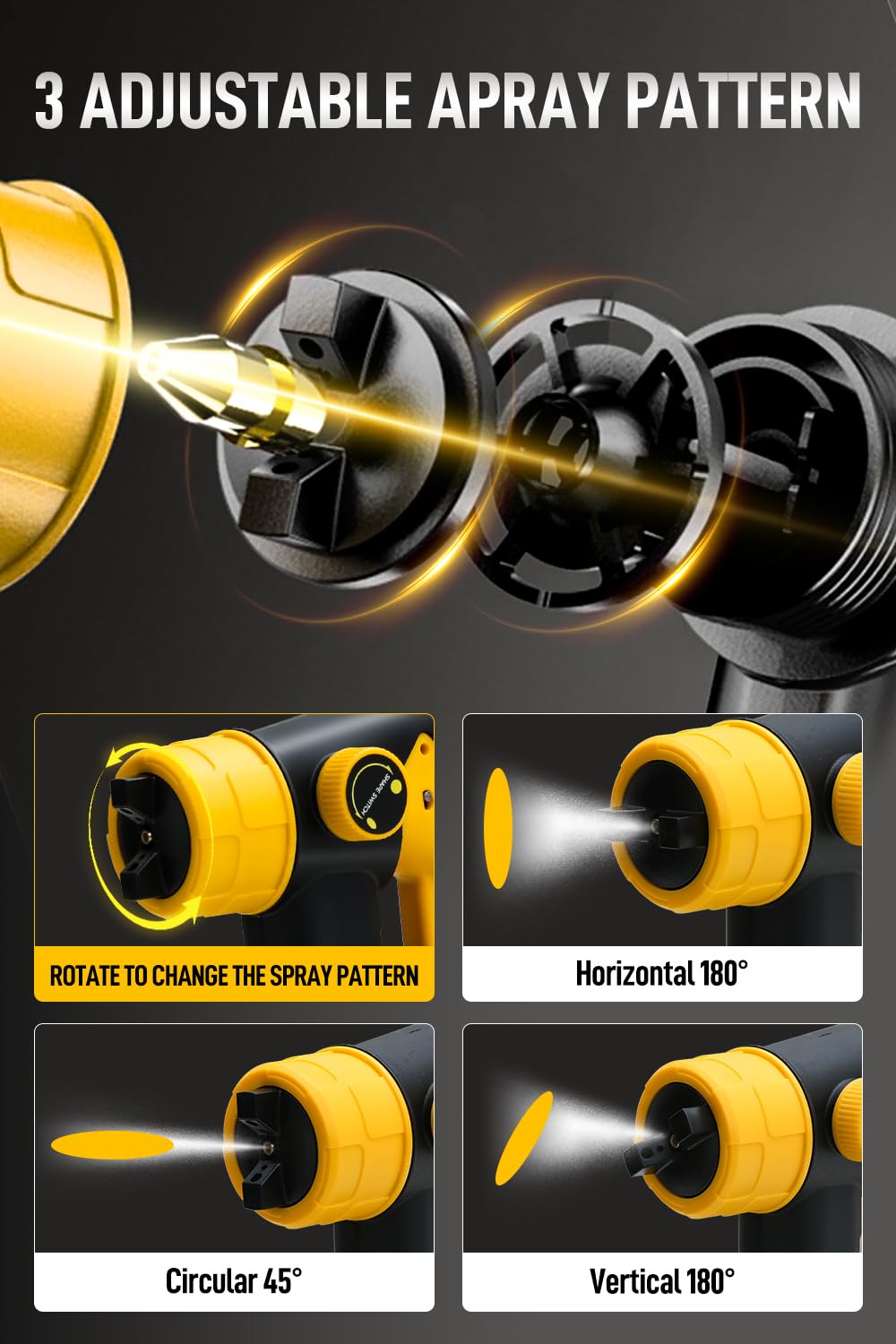 Cordless Paint Sprayer for DeWo1t 20V Max Battery (Battery NOT Included),No Battery HVLP Spray Paint Gun Yellow