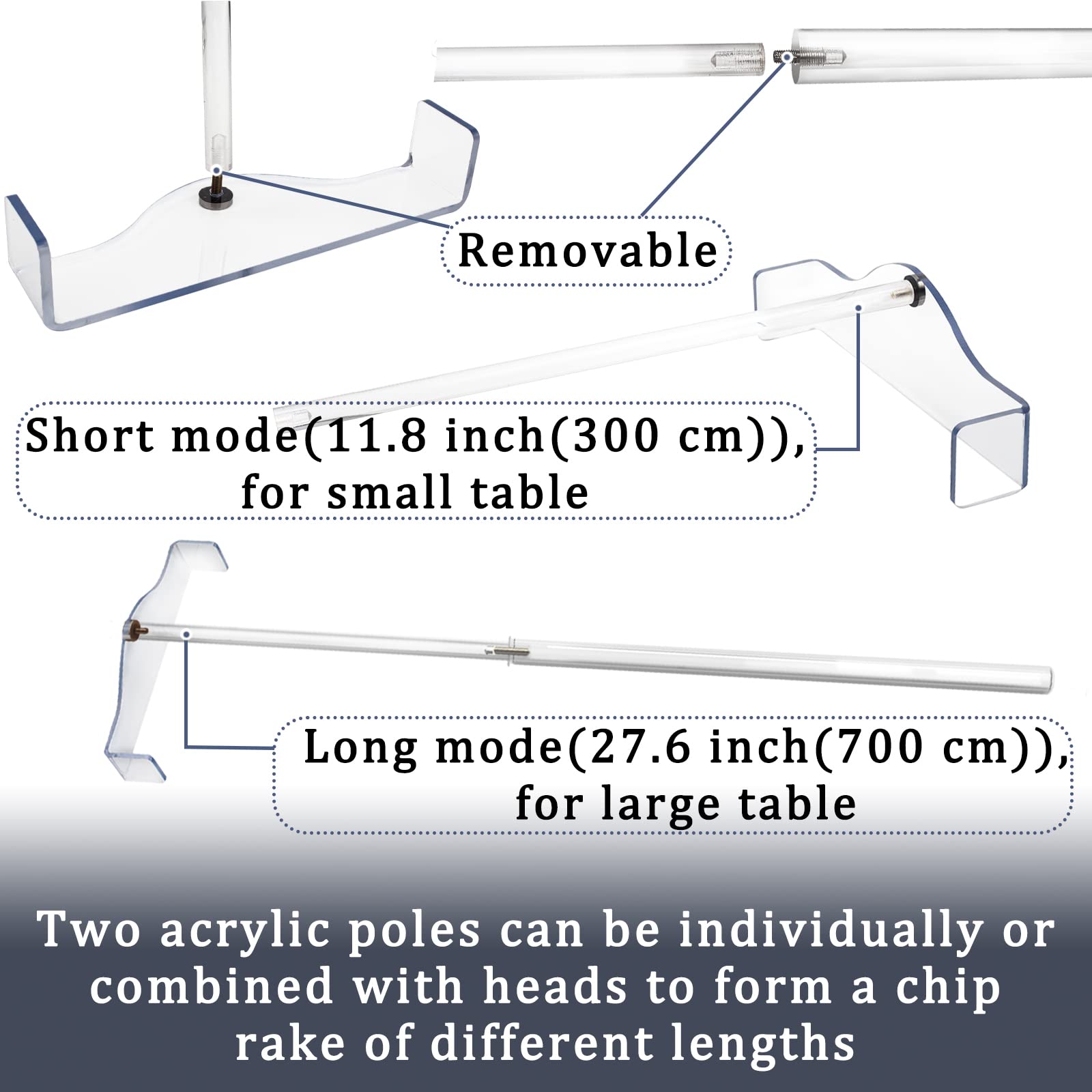 MrCarbon Acrylic Chip Rake, Fully Transparent, Casino Grade Pro Rake for Blackjack,Texas Hold'em,Telescopic Roulette Casino Poker