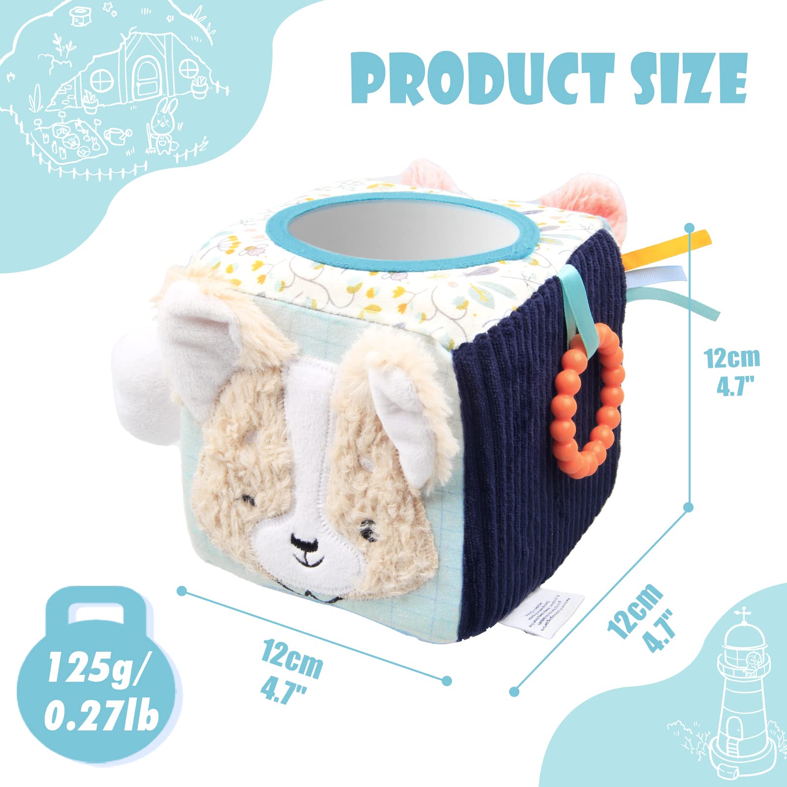 Baby Activity Cube Activity Cube Toys Educational Baby Cube Toy Early Learning Centre Sensory Cube Multicolor Baby Cube Toy Baby Toys 0+ Months (Rabbit Dog)