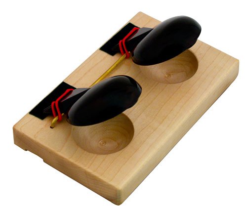 Basic Beat BB2P Mounted Table Castanets - 5.5" Authentic Sound with Hardwood Base for Dual-Handed Play