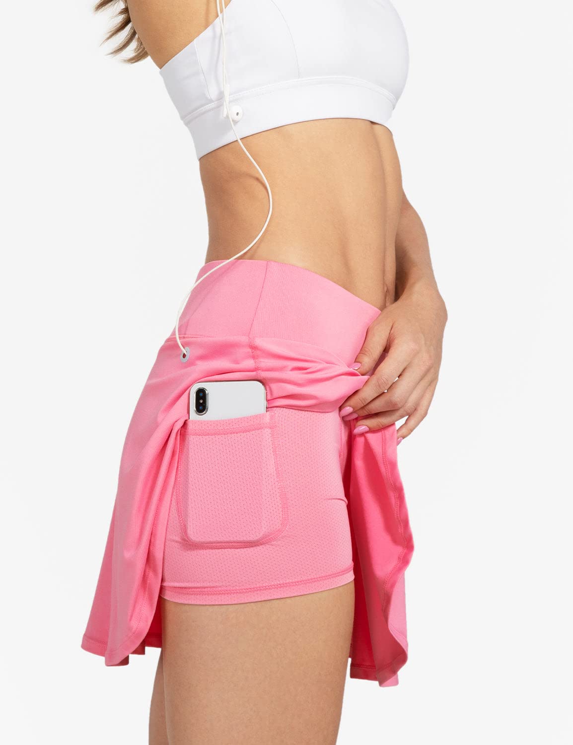 BALEAF Women's Athletic Skort Pleated Tennis Golf Skirt with Pockets Light Pink Size S