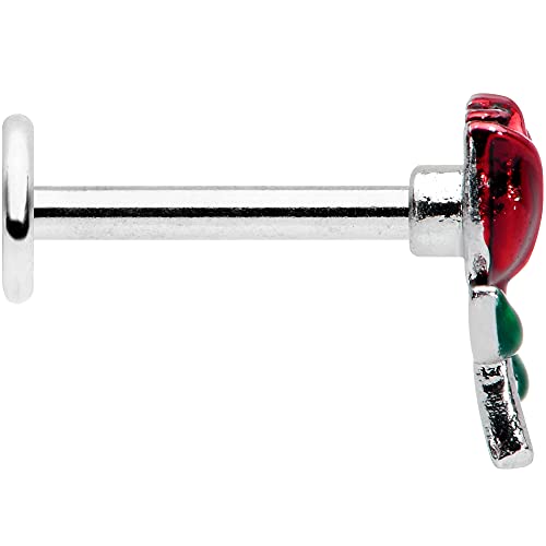 Body Candy Womens 16G Stainless Steel Red Rose Flower Labret Monroe Lip Ring Tragus Cartilage Stud 5/16"