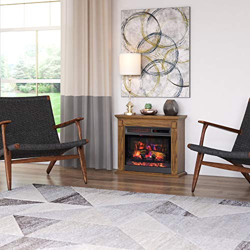 duraflameĀ® Wall Mantel with Infrared Quartz Electric Fireplace and Crackling Sound
