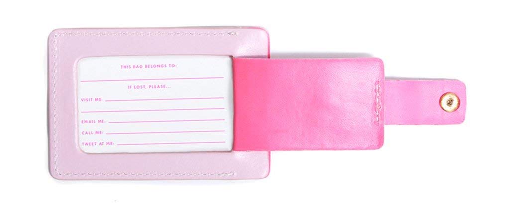 Ban.do Getaway Suitcase Tag for Travel, Pink Durable Vegan Leather Luggage Identifier, I'm Outta Here