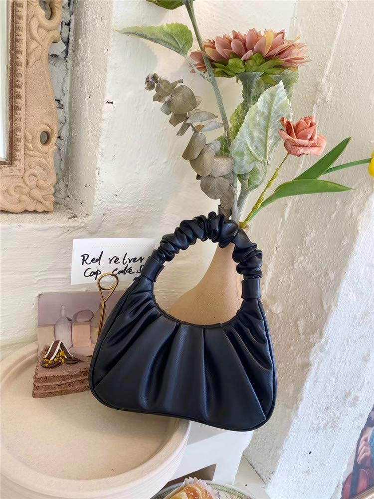 Purse Vintage Retro Shoulder Bag Vegan Leather 90s Rachel Bag Mini Purse Fashion Bag Chic… (Midnight Black)
