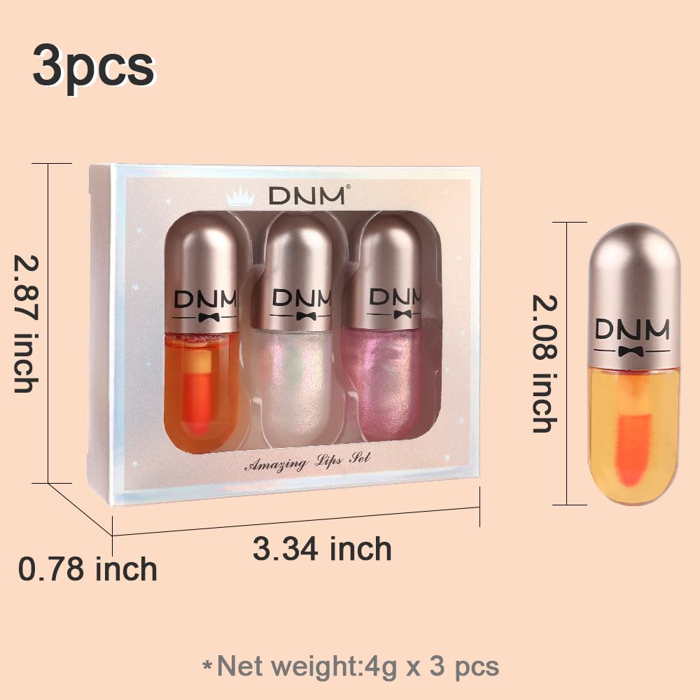 BINGBRUSH 3 Pcs Color Changing Lip Gloss Tinted, Pink Plumping Magic Mood Lipstick Lip Glaze, High-Shine Clear Lip Stain Lip Balm Lip Care, Longlasting Moisturizing Lip Glow Oil