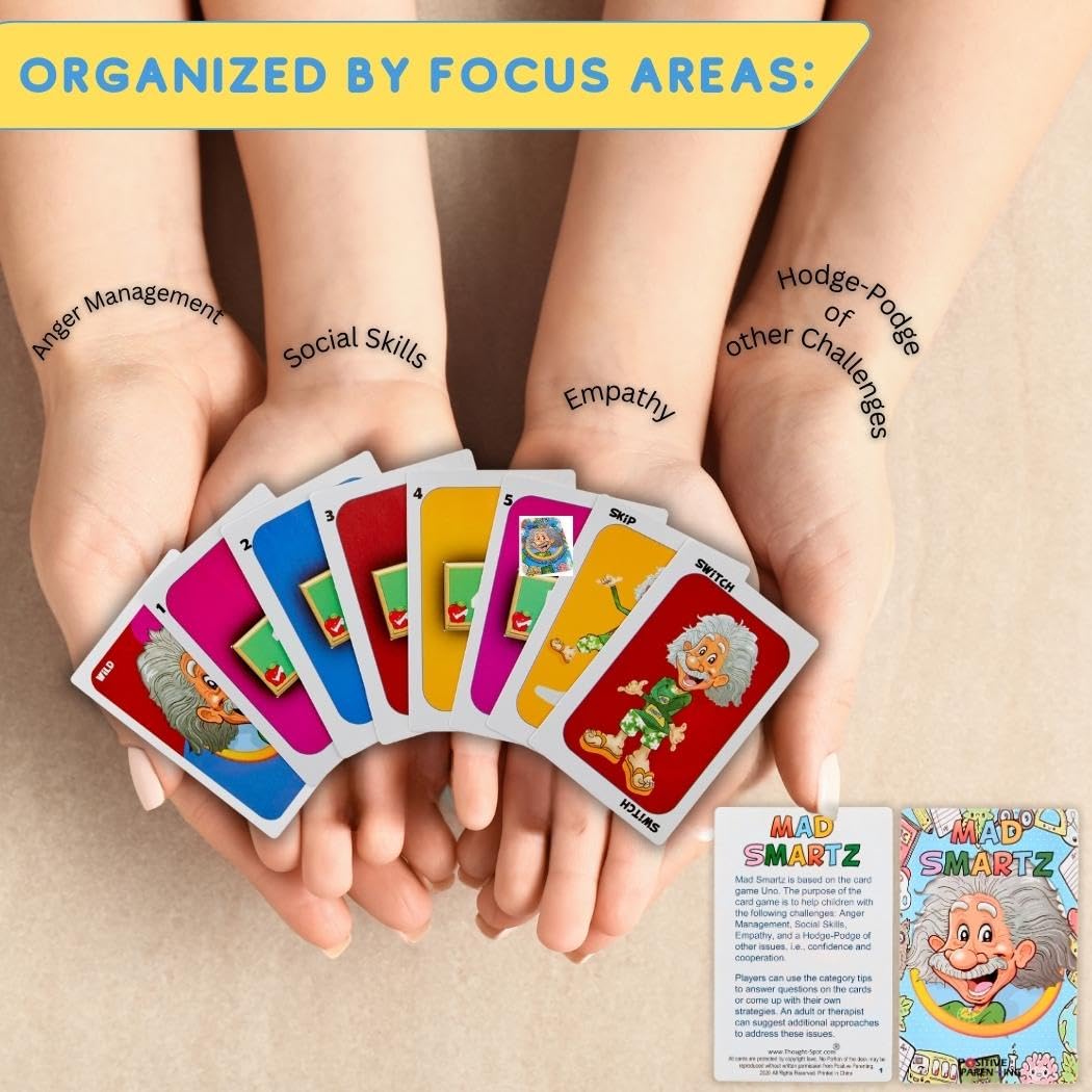 MAD SMARTZ: Social Skills & Anger Management Card Game β Teaches Interpersonal Skills & Emotional Regulation. Autism & ADHD Learning Tool; Educational Therapy Game for Counseling Kids/Teens; CBT Tool